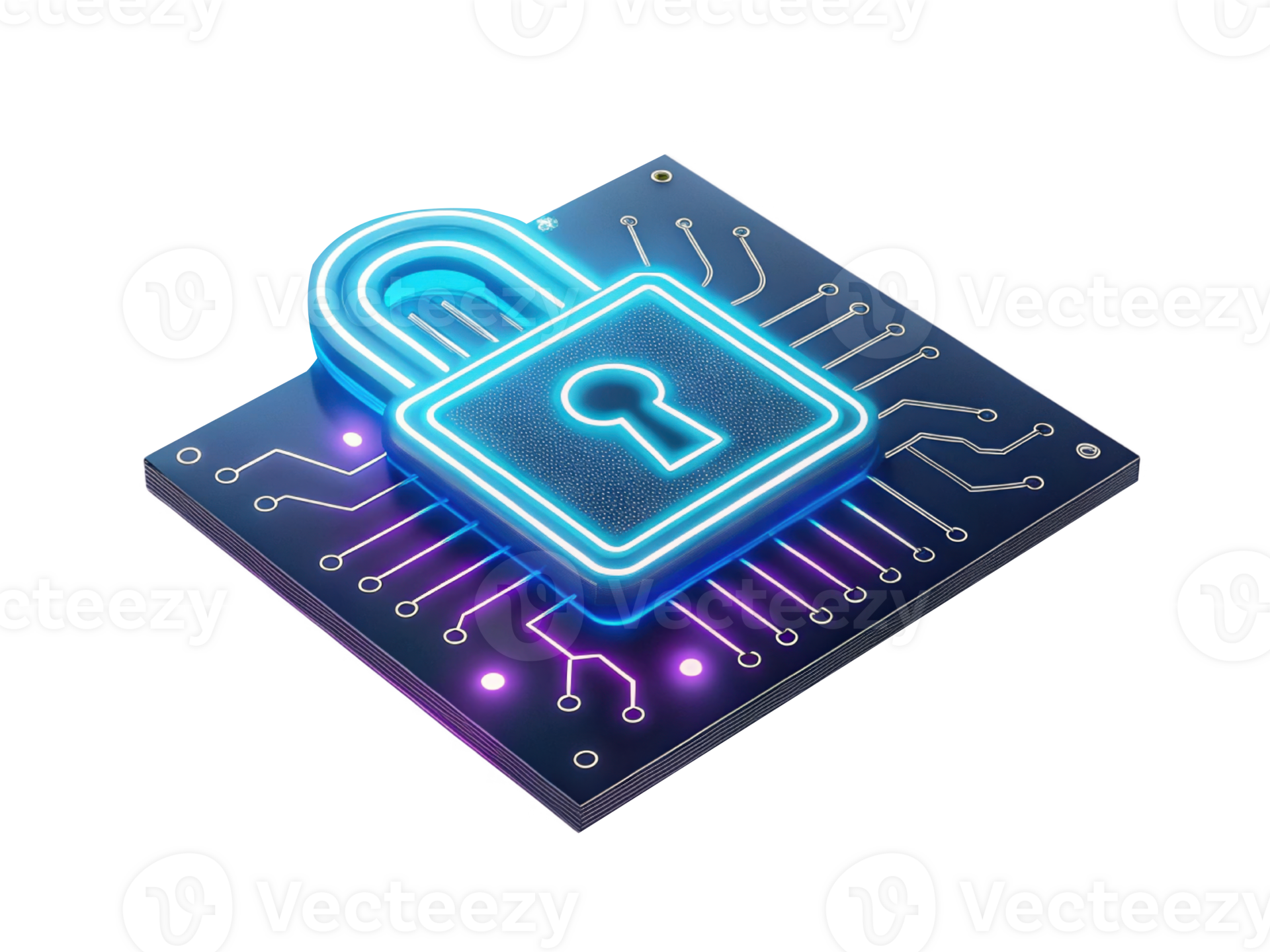 Digital Lock Symbol On Circuit Board Representing Cybersecurity And Data Protection 58679838 Png