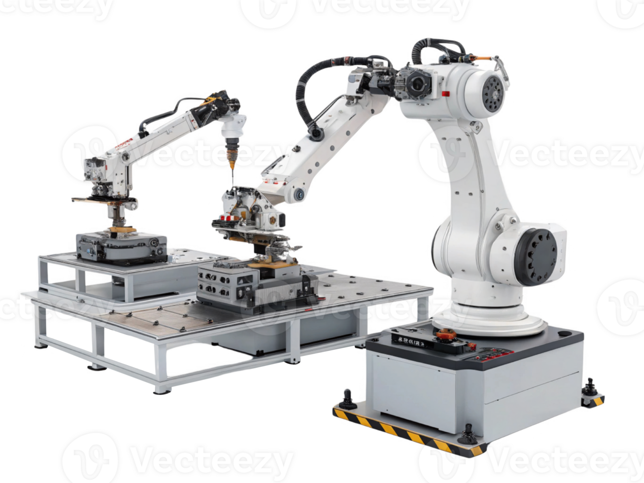 Robotic Arms Modern Industrial Setting Showcasing Advanced Technology And Precision Automation