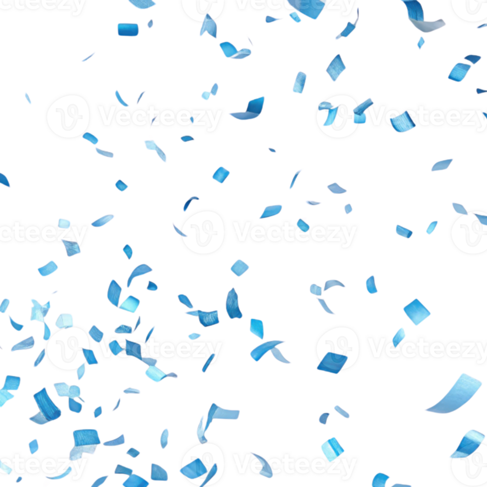 Bright blue confetti falls gracefully, creating joyful atmosphere perfect for any celebration ...