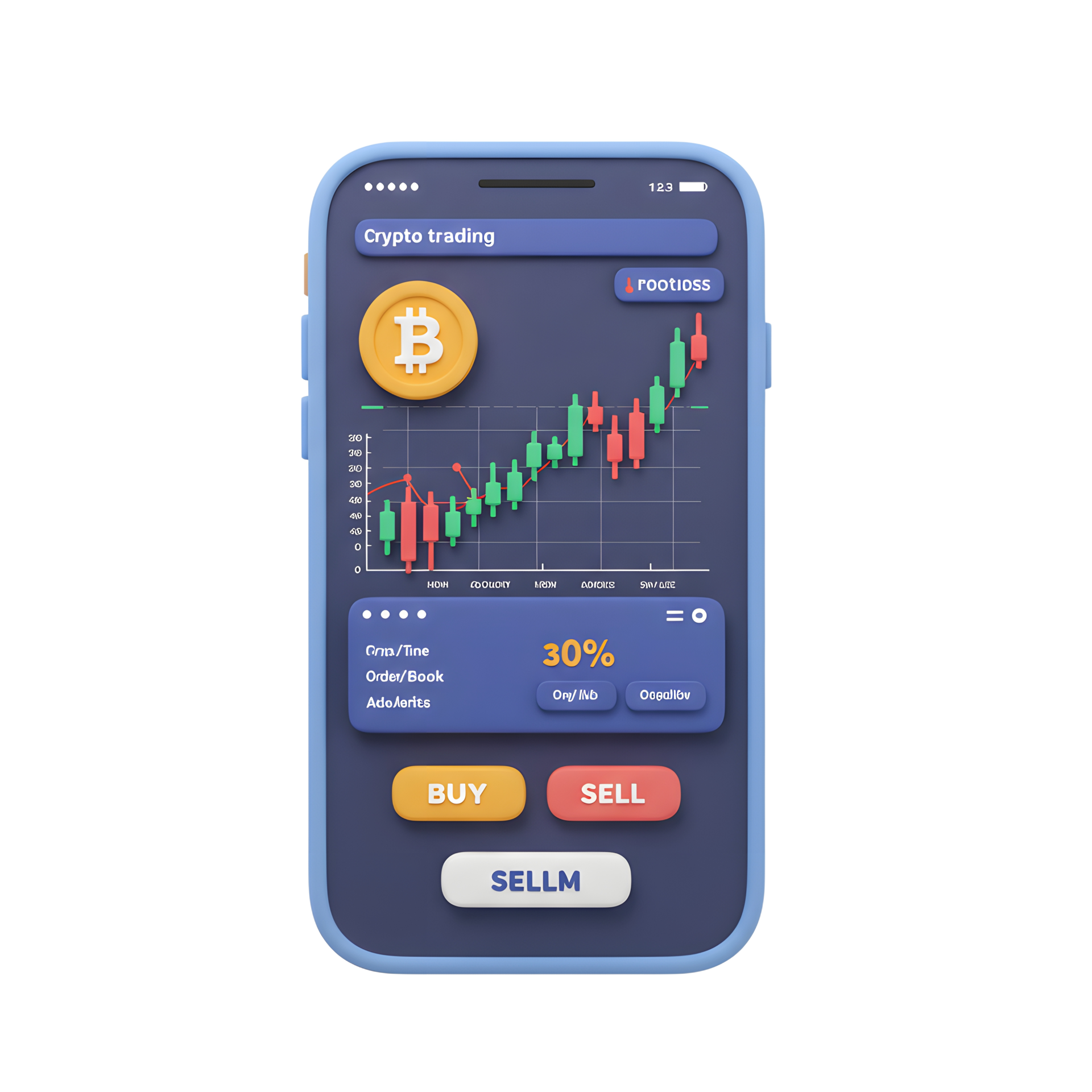 Cryptocurrency Trading App Interface on Mobile Phone with Stock Chart 58692917 PNG