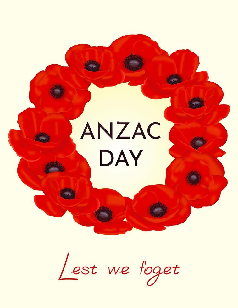 festive card with poppies for anzac day, remembrance day and veterans ...