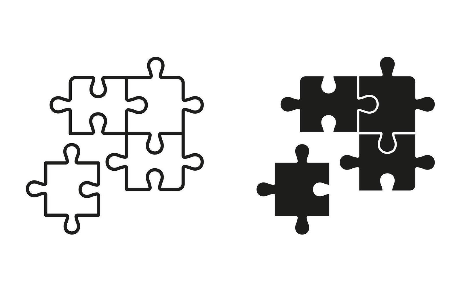 Puzzle Square Pieces Match Logic Combination Pictogram Teamwork Idea Challenge Game Sign