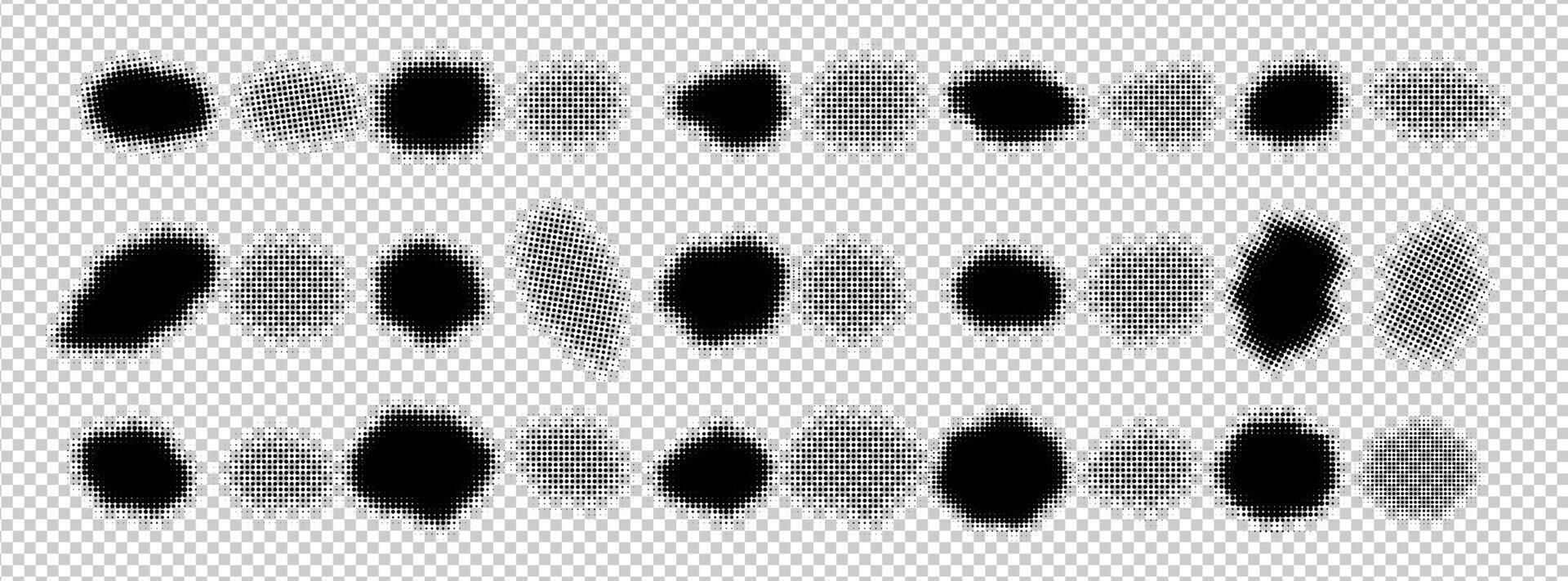 Halftone Gradient Abstract Black Shapes With Dot Pattern Creating Vintage Textured Effect