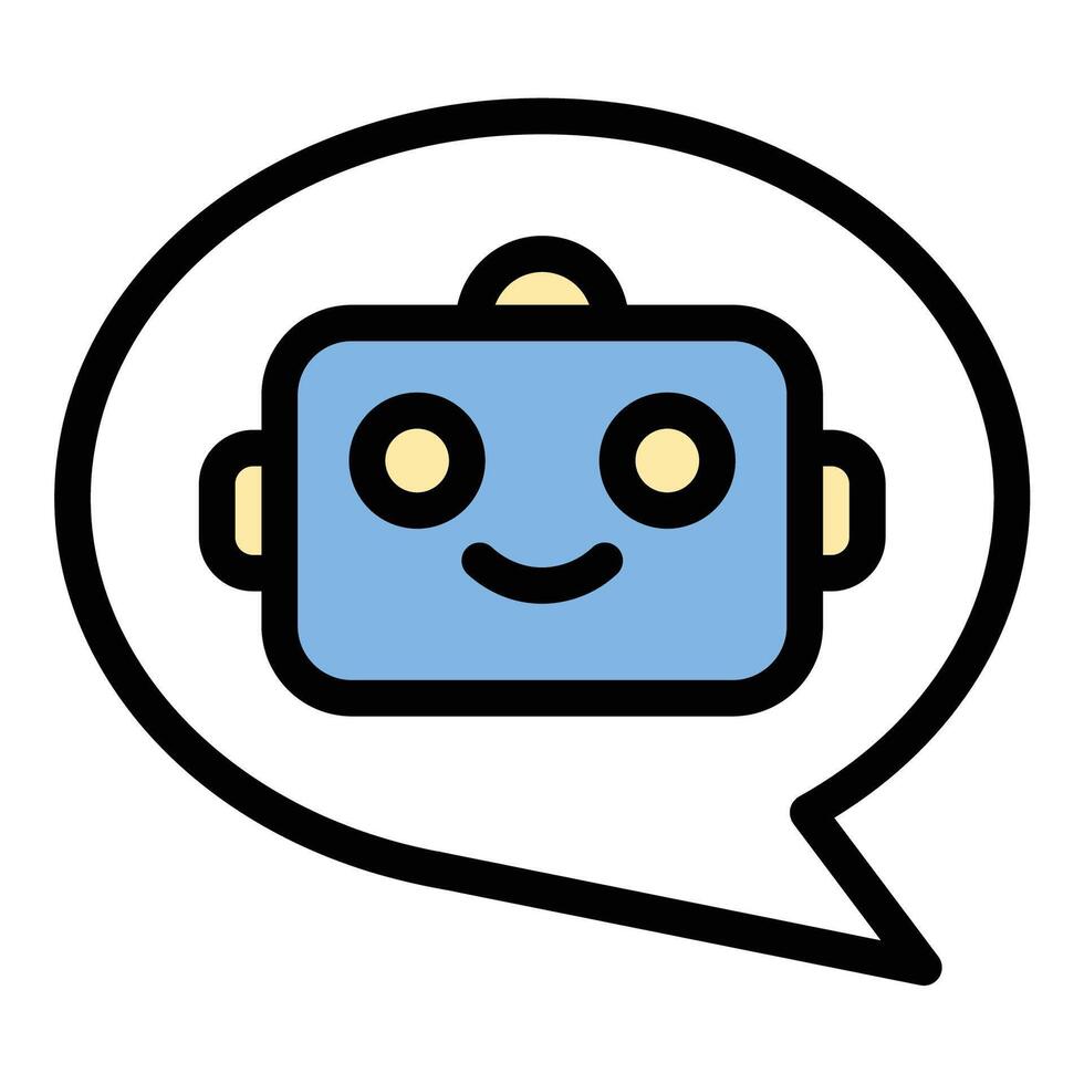 Artificial intelligence assistant icon flat line style illustration representing AI-powered ...