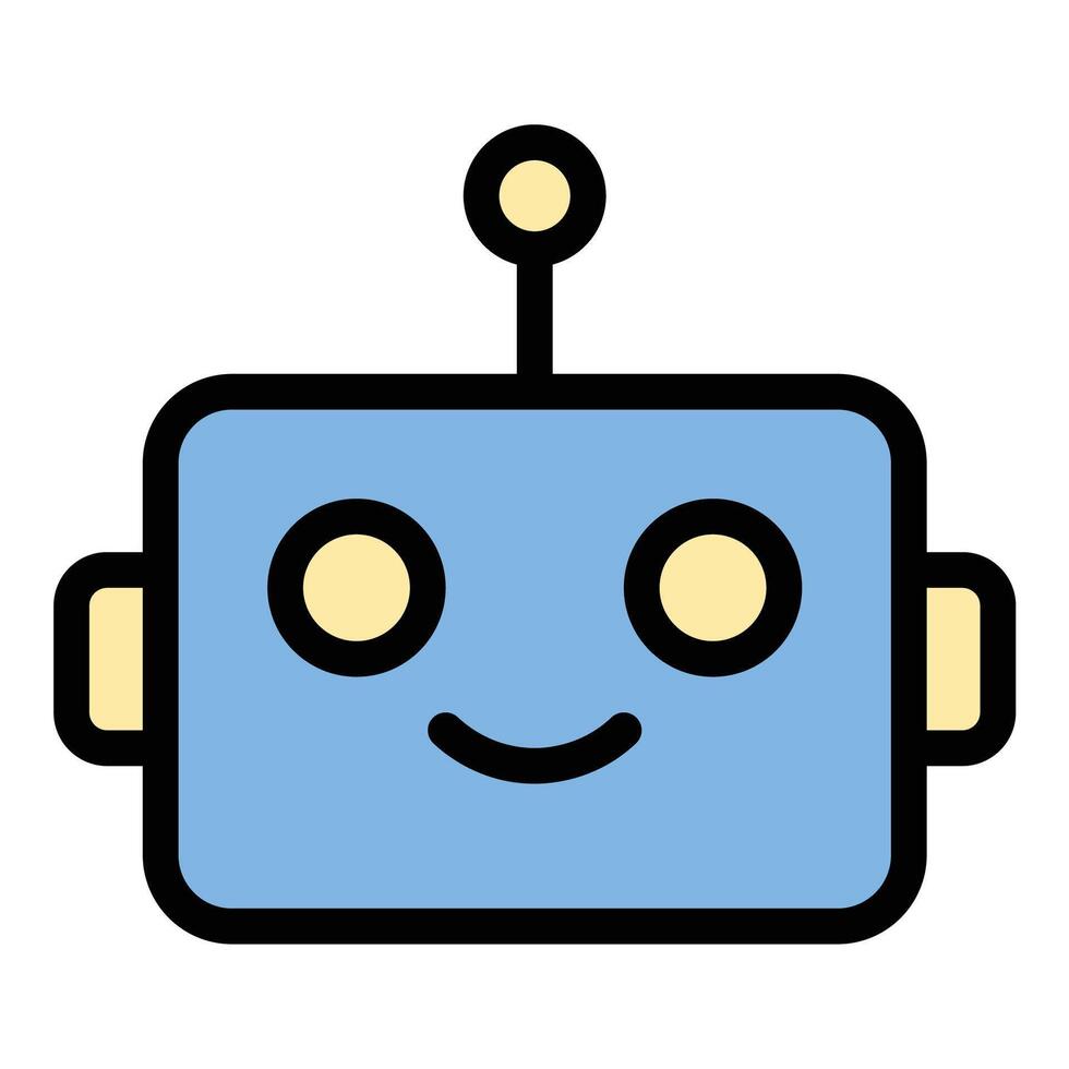Bot icon flat line style illustration representing automated systems and AI-powered assistants ...