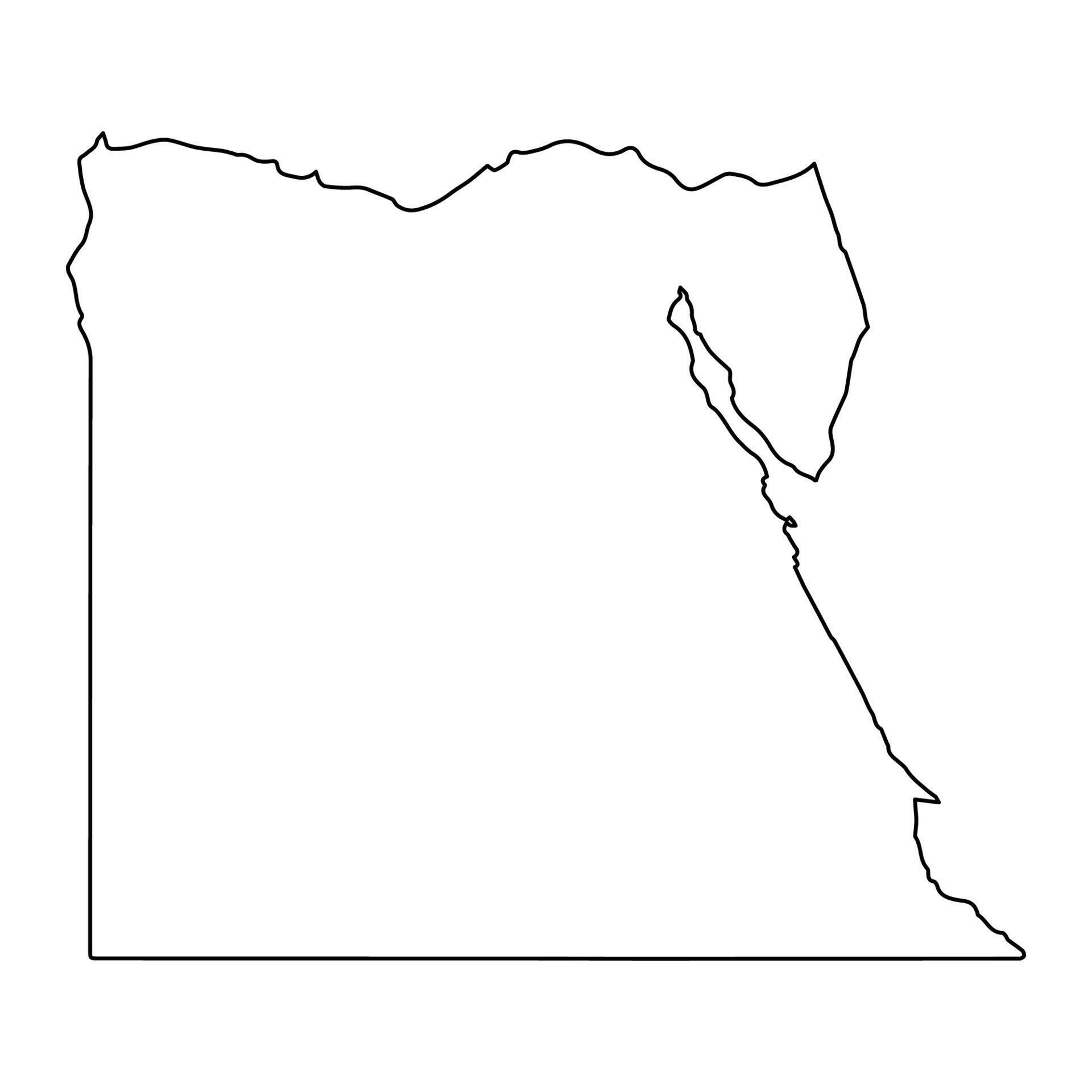 Outline Map of Egypt with Clear, Precise and Simplified Borders ...