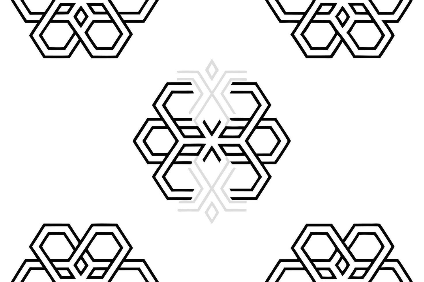 Abstract icon set with interlocking hexagonal patterns on a white background, geometric design ...