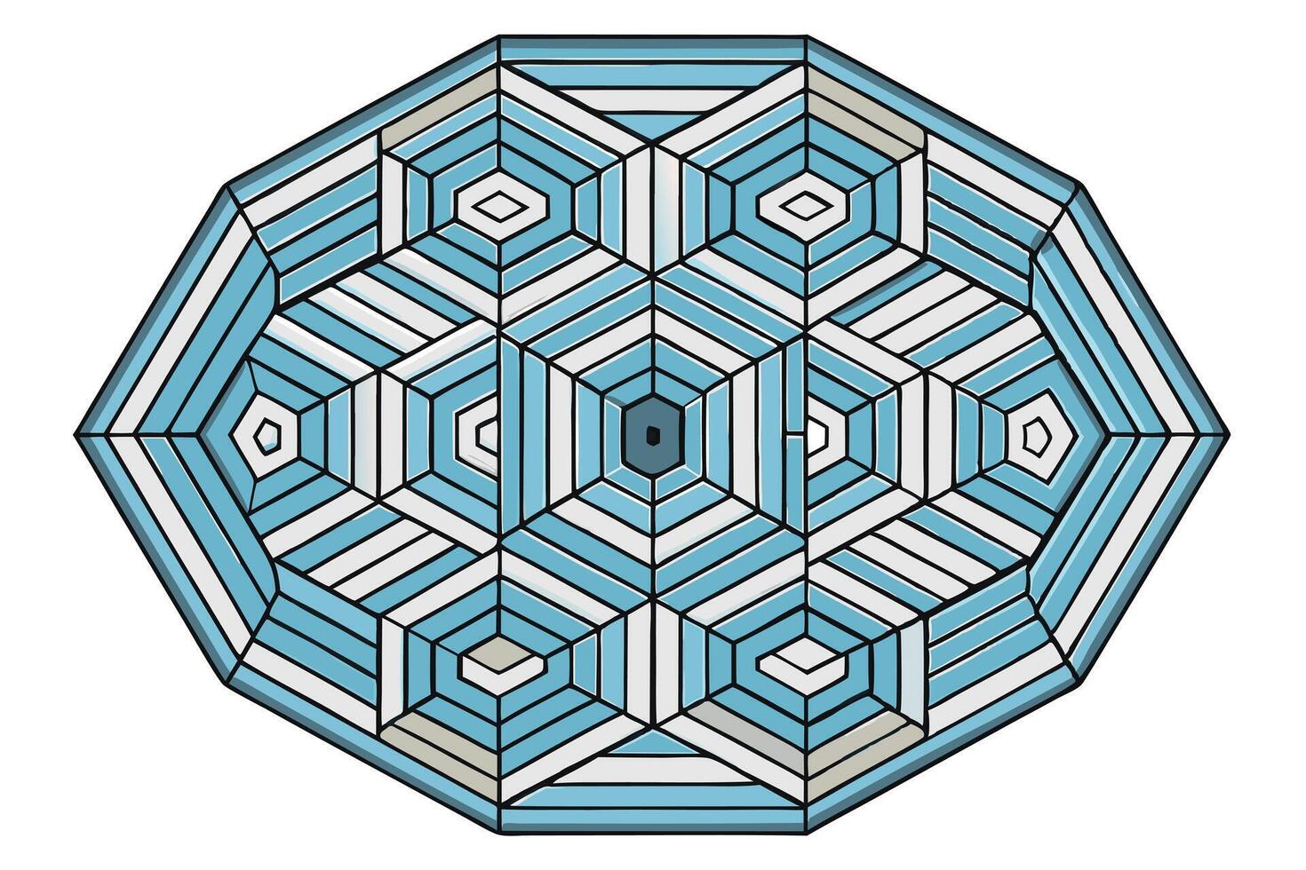 Geometric pattern with interlocking hexagons in shades of blue and white, abstract background ...