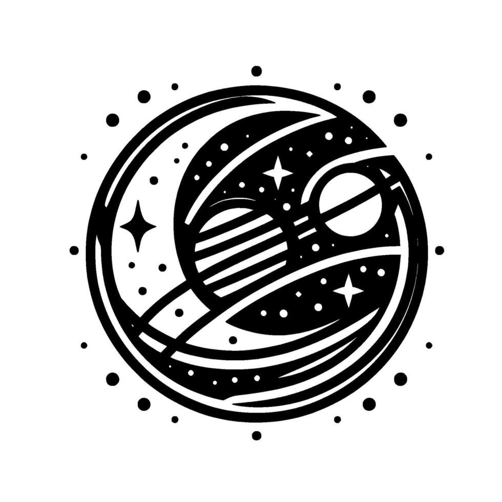 Monochromatic Celestial Composition A Stylized Depiction Of A Planetary