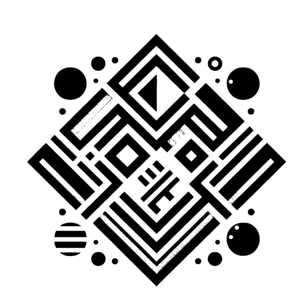 Geometric Abstract Composition Symmetrical Black And White With Linear