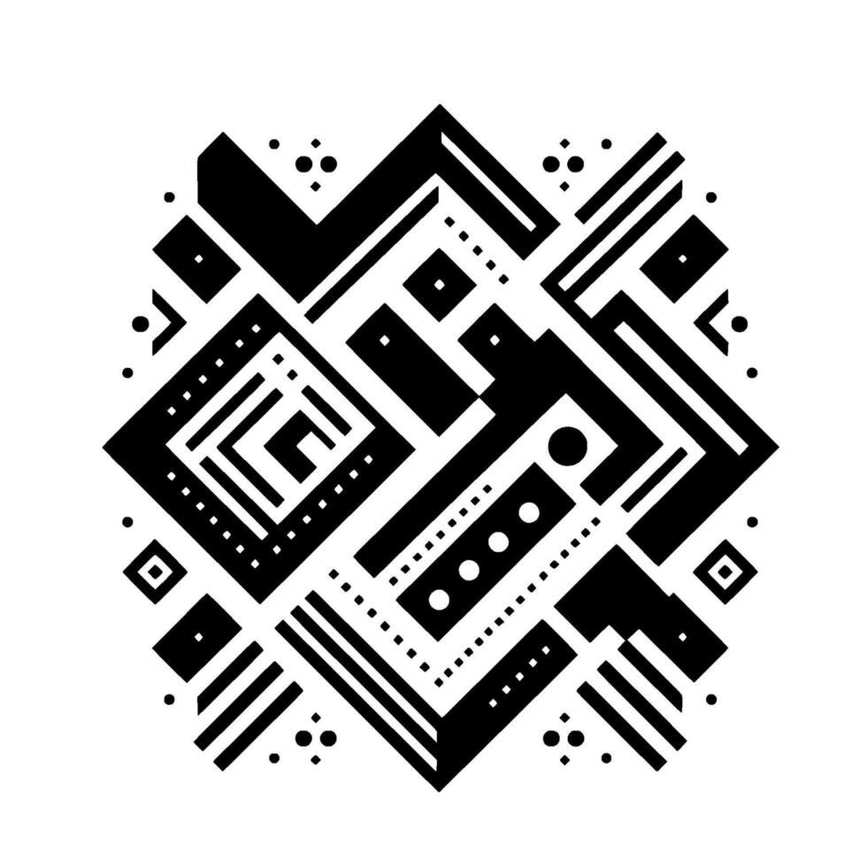 Abstract geometric black and white composed of squares, rectangles ...