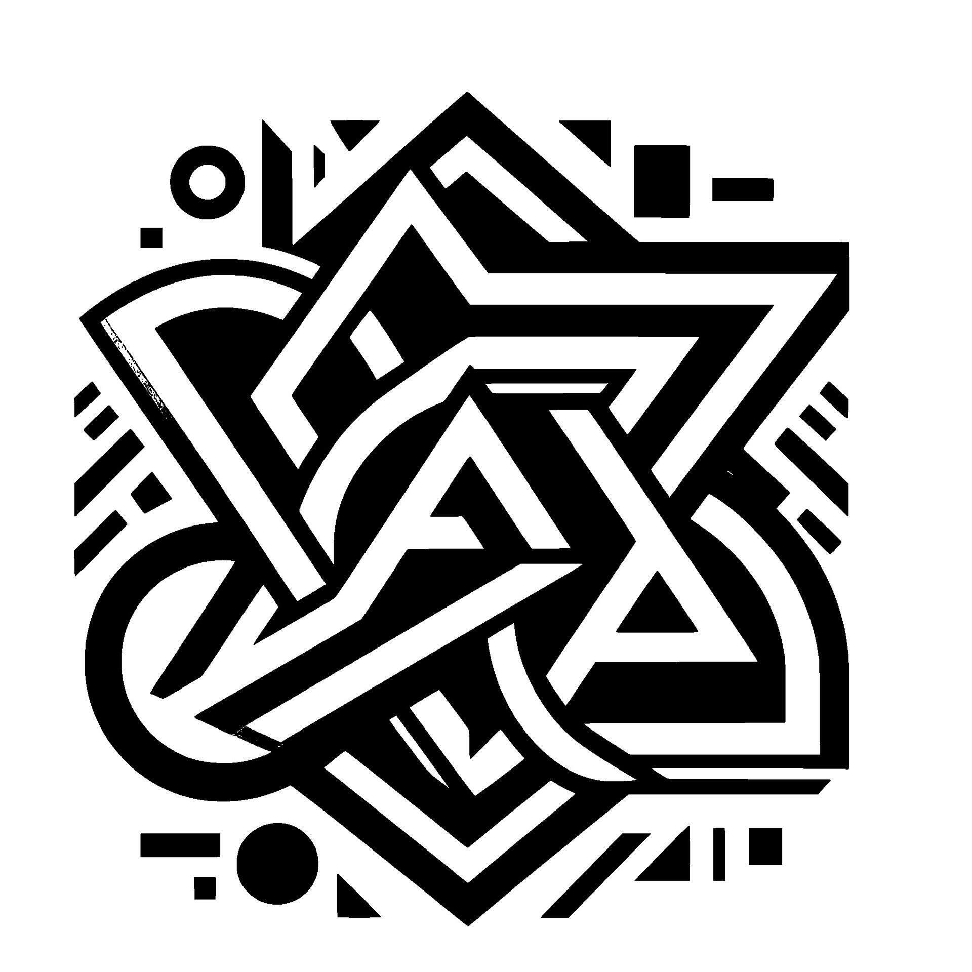 Black And White Geometric Abstraction Interlocking Shapes Lines And