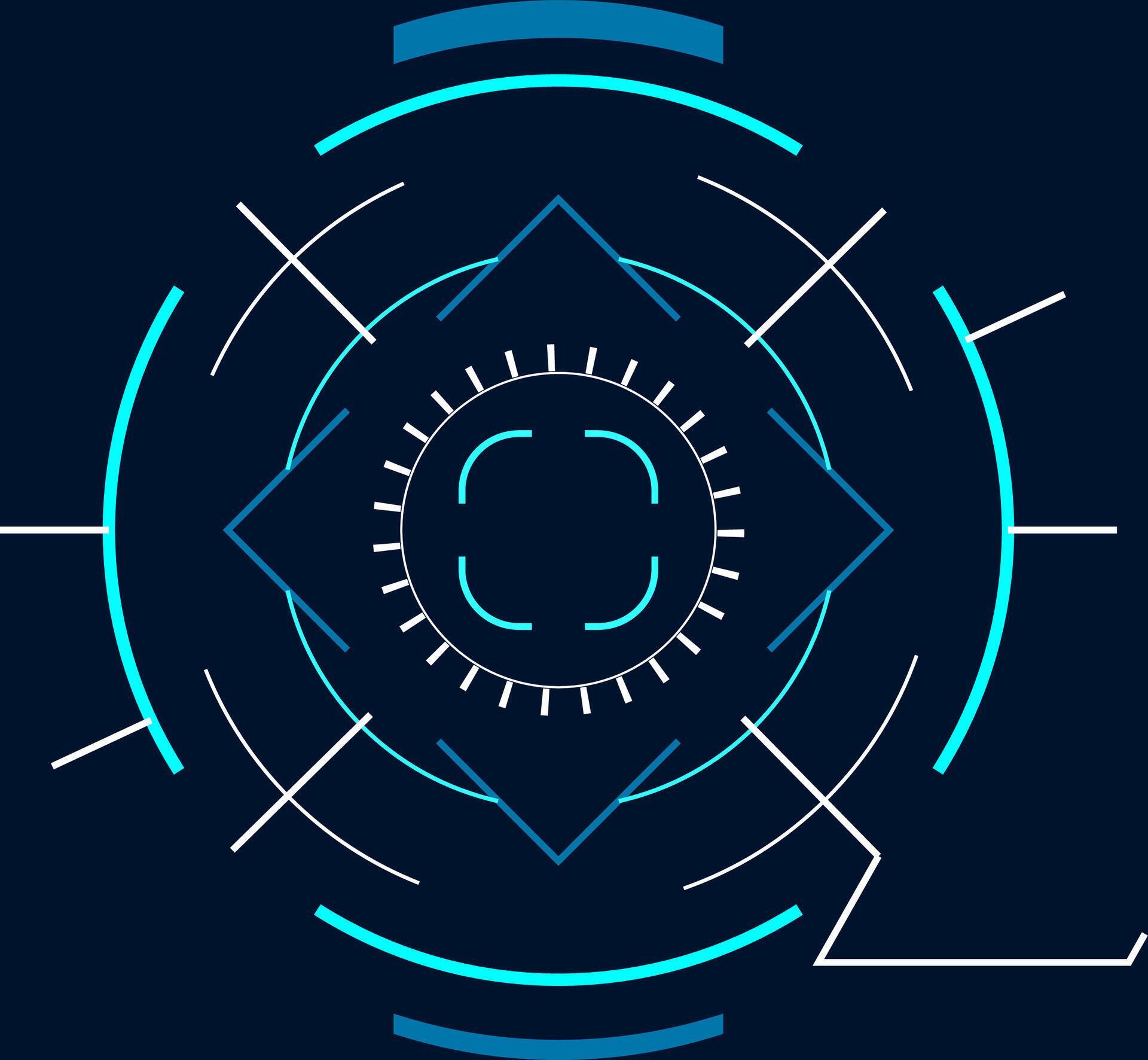 Futuristic head up display - HUD - featuring a targeting system with concentric circles ...