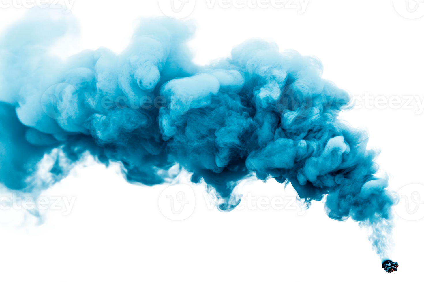 Blue plume of dense smoke on black background, cut out transparent 58993129 PNG