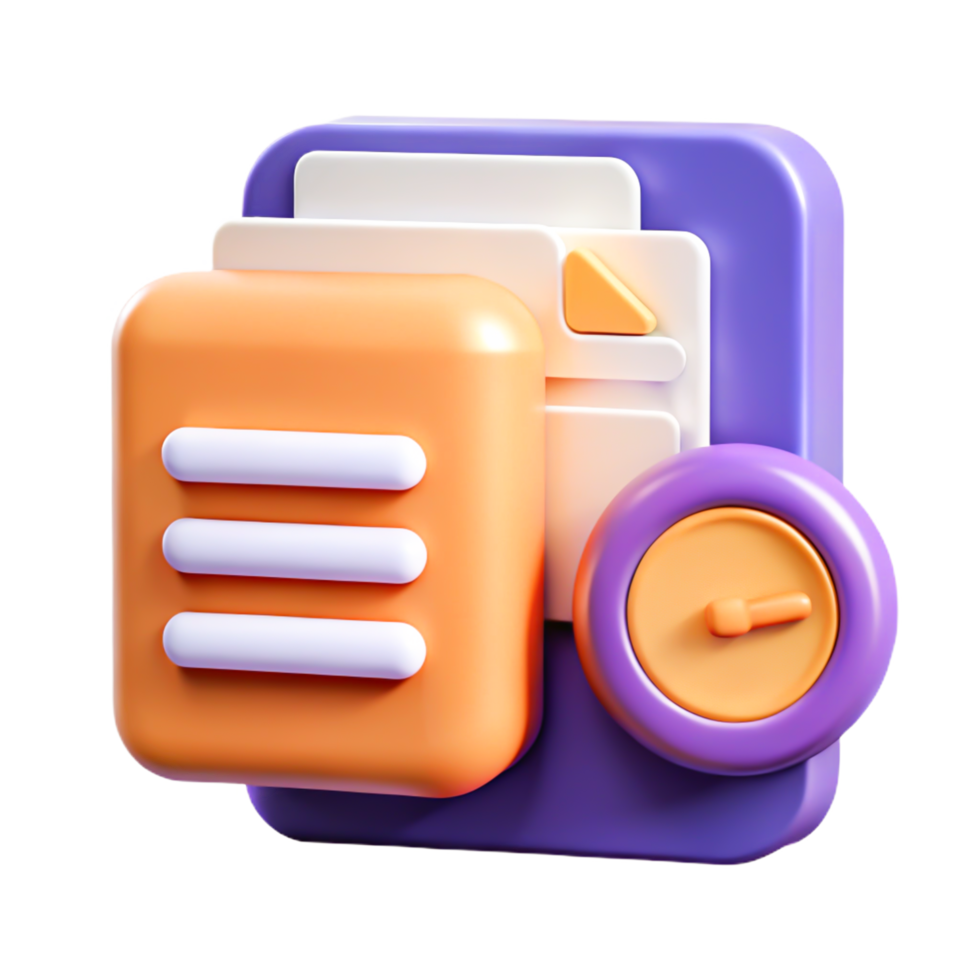 3D Render of Modern Document Management System Icon with Timer 59022640 PNG