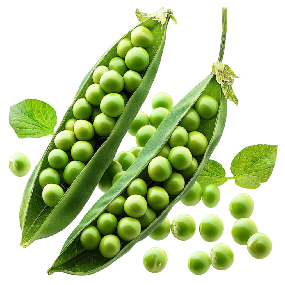 Fresh green peas inside open pea pods with a natural organic texture ...