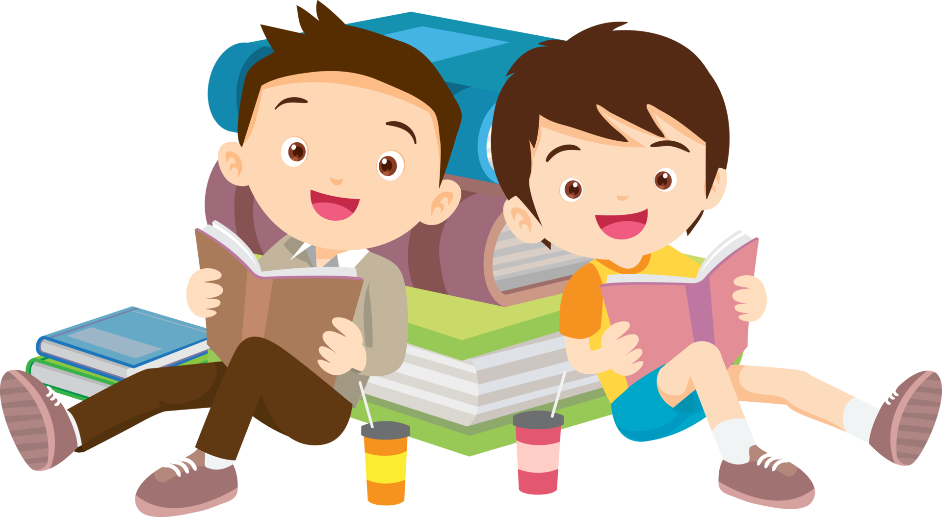 Little boy flipping through pages of a picture book. 59033338 PNG