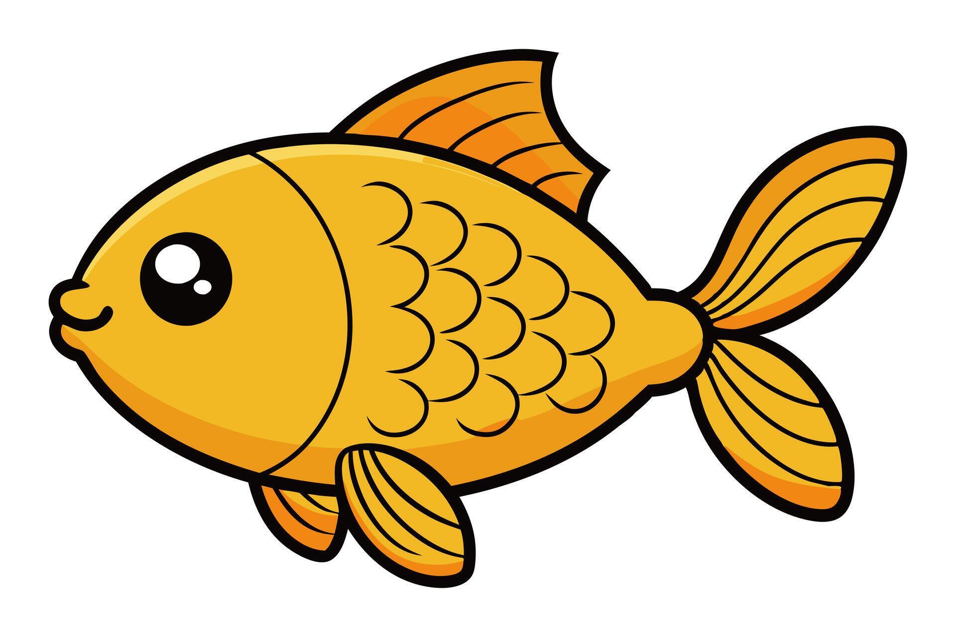 Cute Cartoon Goldfish with Round Body and Detailed Fins Isolated on a ...