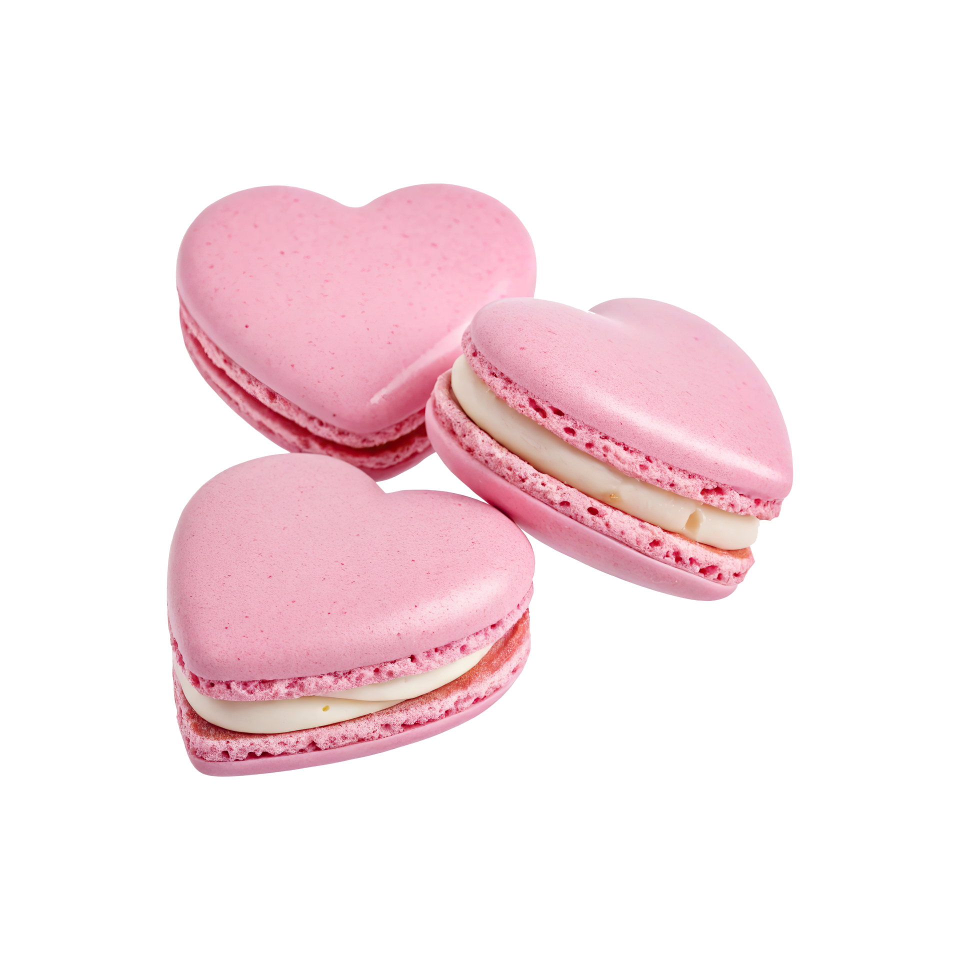 love shape cook three pink macarons on a white background 59037054 PNG