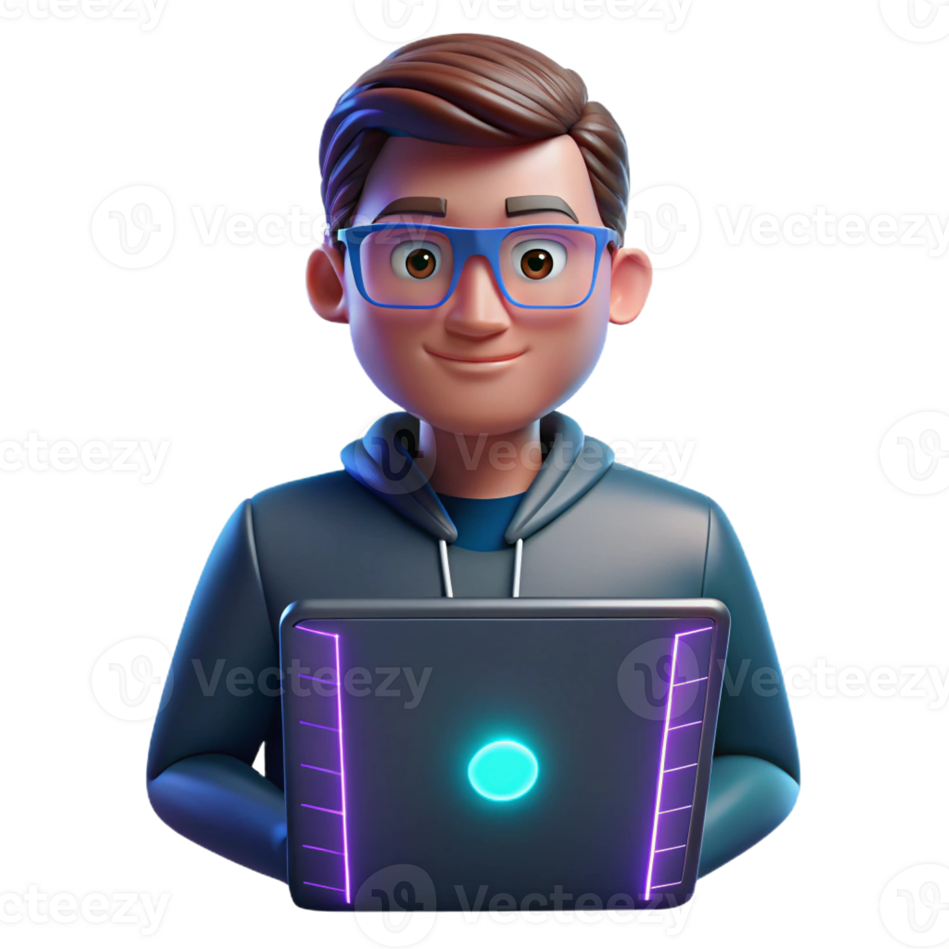 vibrant classic Portrait of a programmer with a laptop, coding, with ...