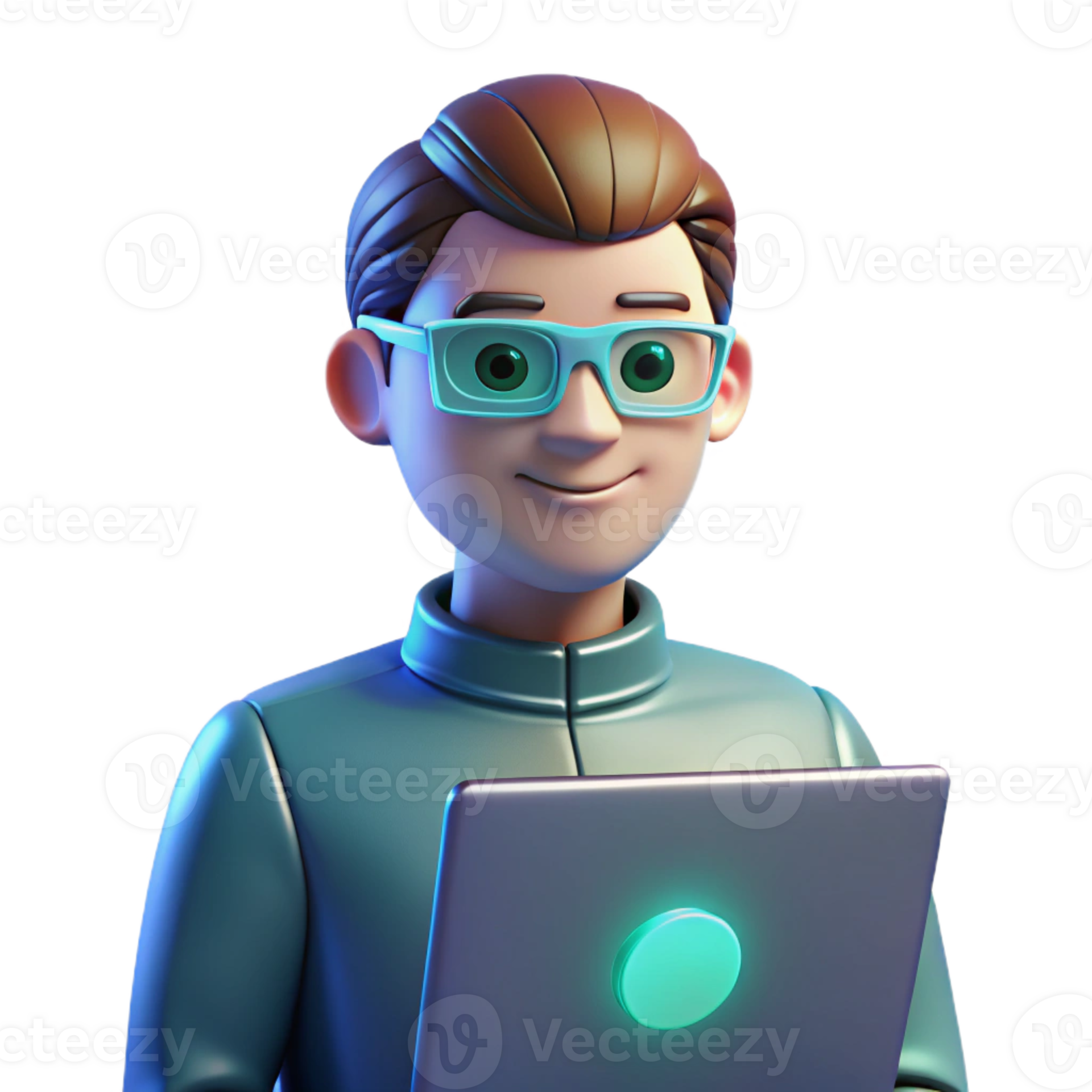 vibrant artistic Portrait of a programmer with a laptop, coding, with ...