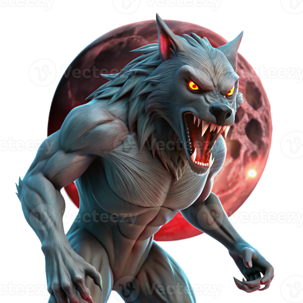 dramatic minimalist A Fierce Werewolf with Glowing Red Eyes exclusive 59050613 PNG