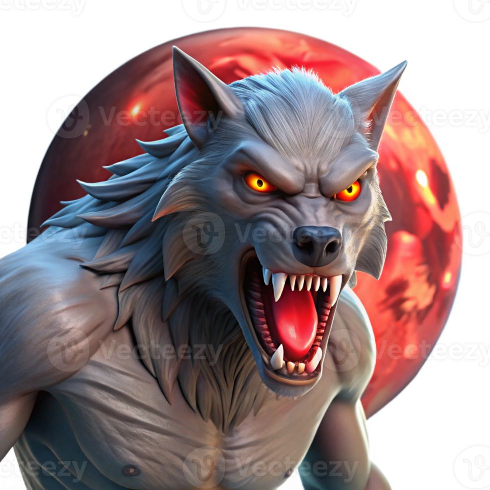 stunning contemporary A Fierce Werewolf with Glowing Red Eyes exclusive 59050616 PNG