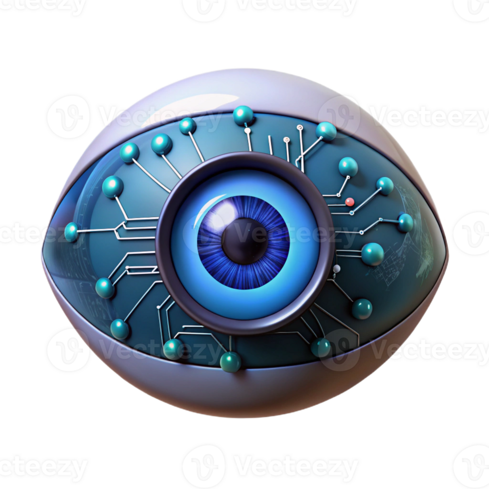 Elegant Modern A Single Human Eye With Circuits Embedded In The Iris