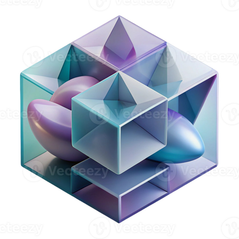 Serene Modern A Series Of Overlapping Translucent Geometric Shapes Creating A Sense Of Depth