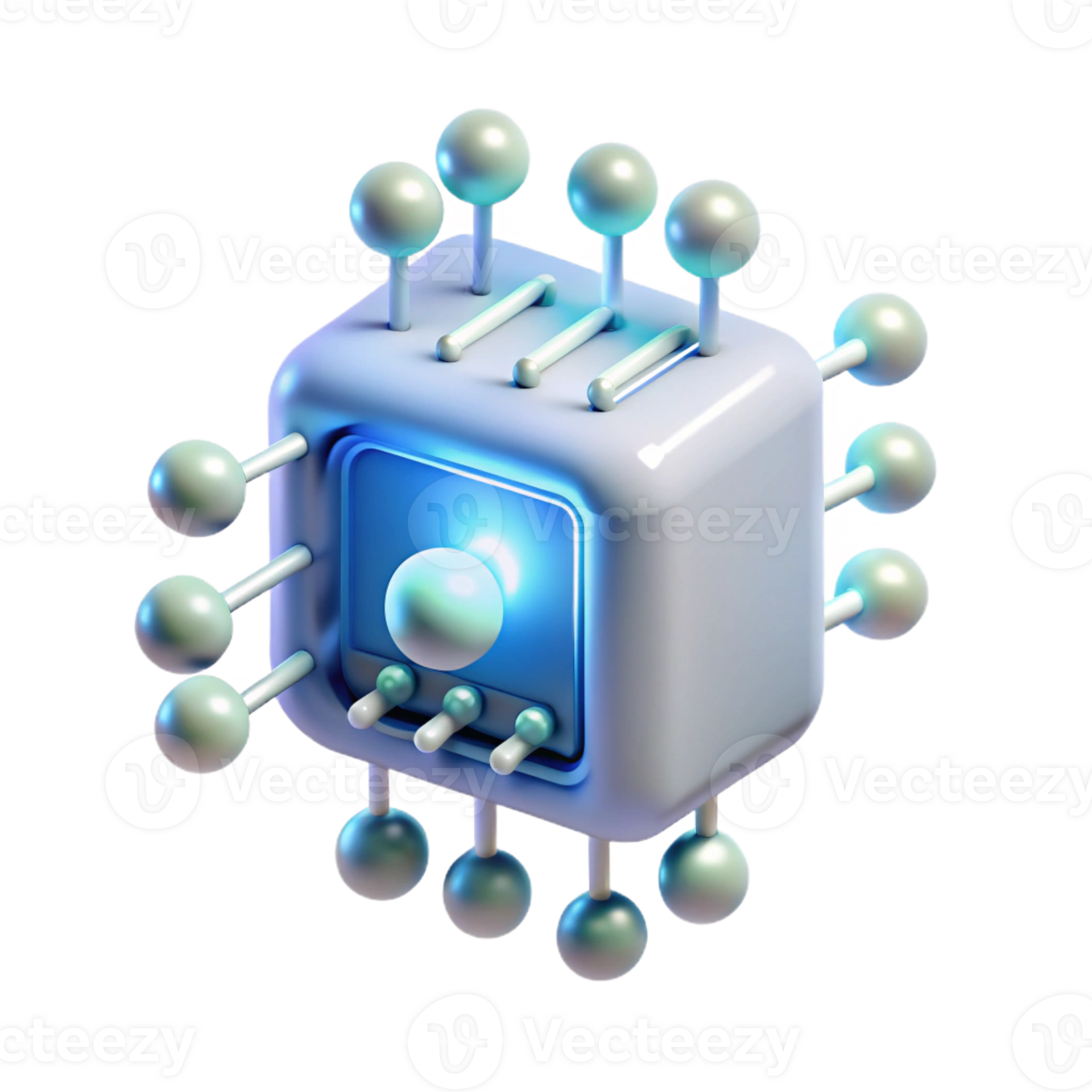 Elegant Modern A Single Levitating Microchip Emitting Binary Code Visualized As Glowing