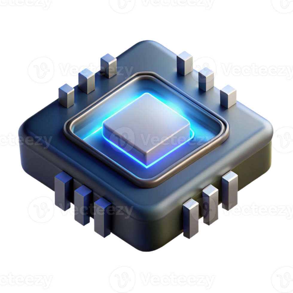 Impressive Abstract A Single Glowing Microchip Floating In A Dark Void Intricate Circuitry