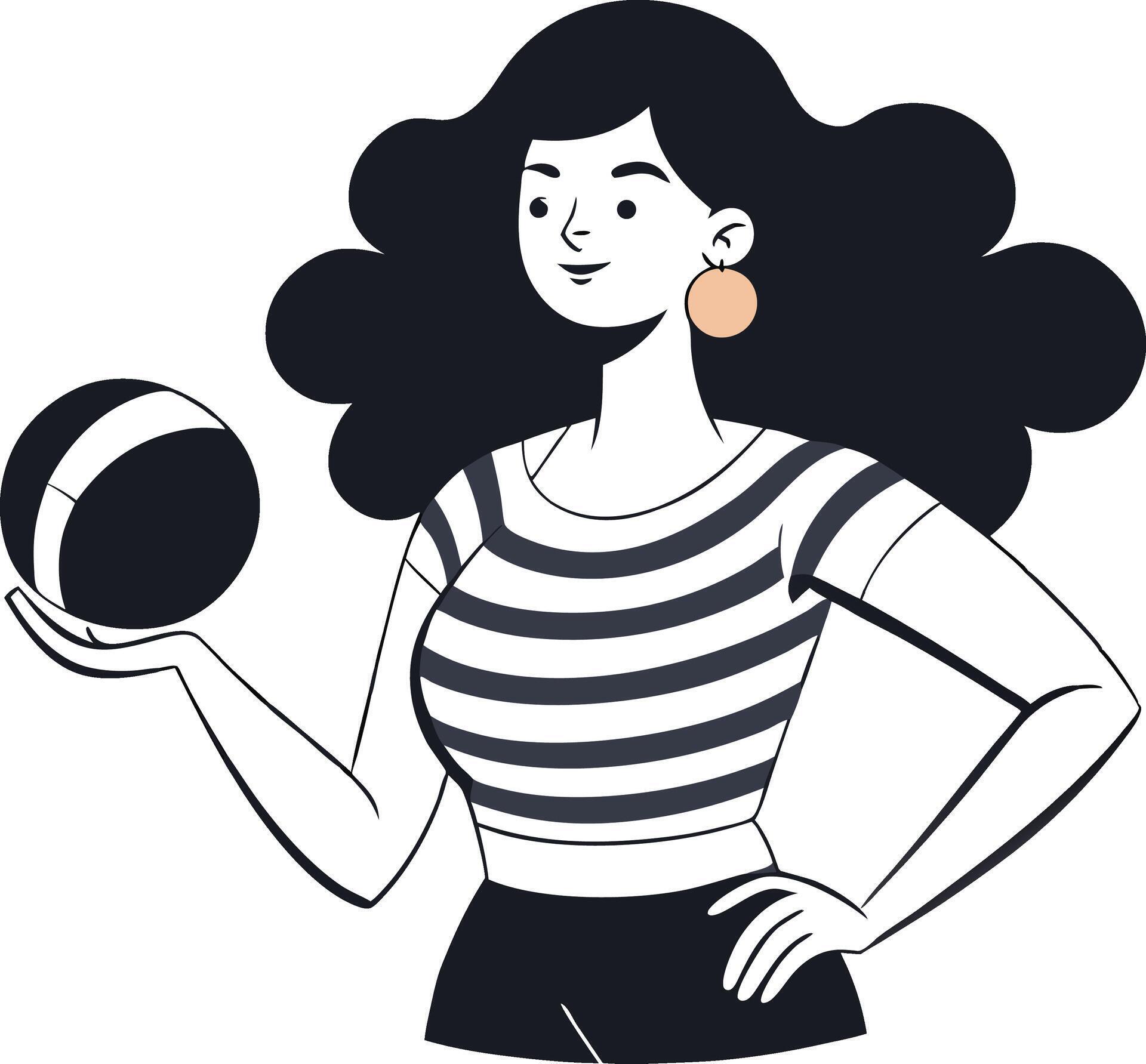 A girl with a basketball 59063501 Vector Art at Vecteezy