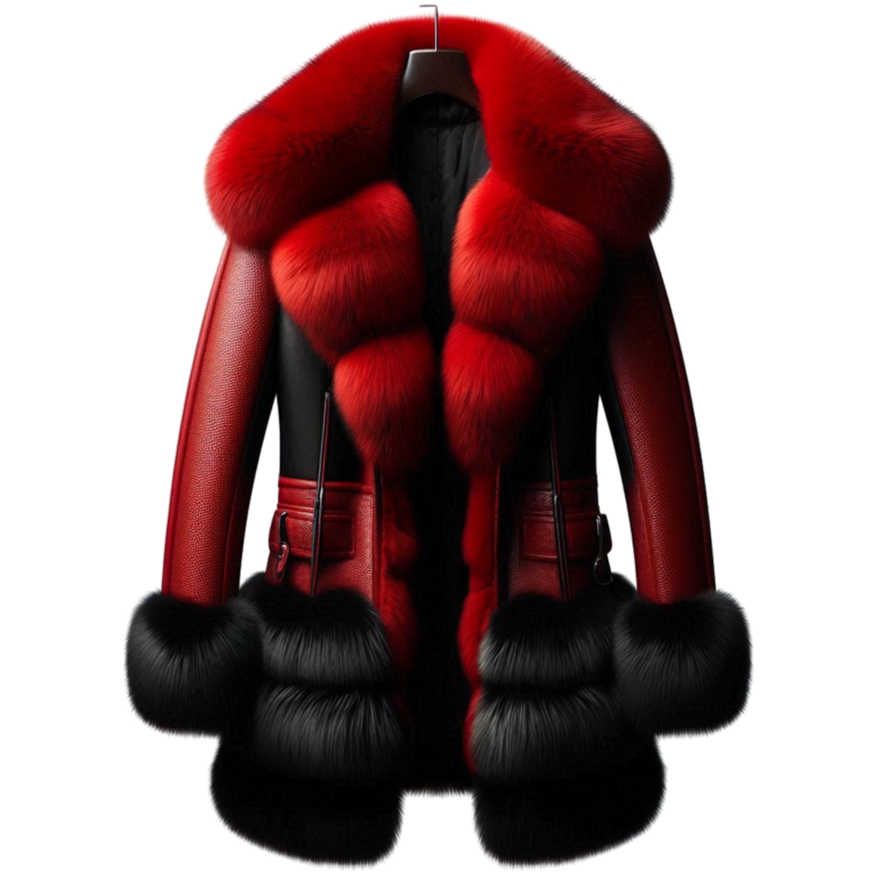 Luxurious Red and Black Fur Coat 59066860 PNG