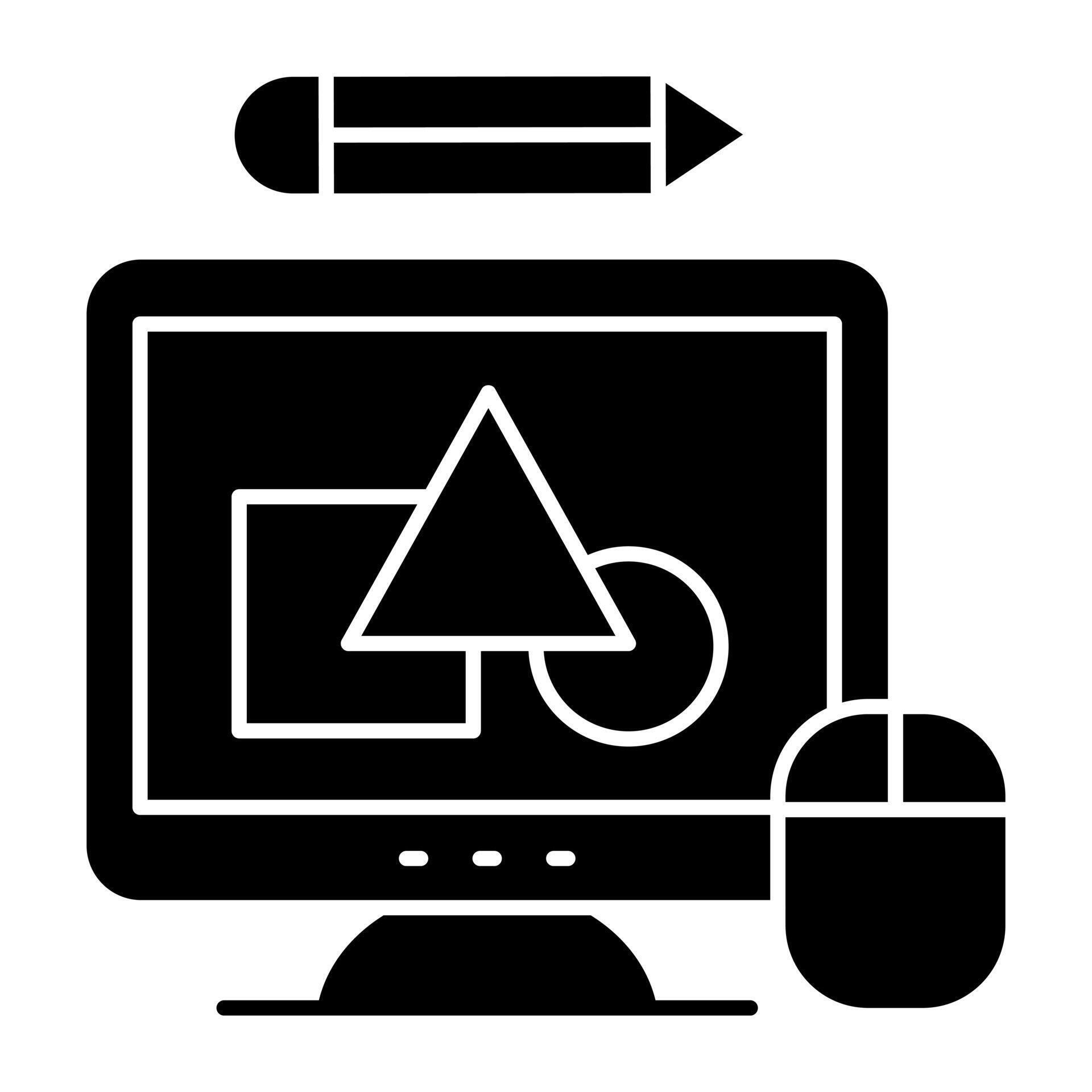 Math shapes solid inside monitor, geometric shapes icon 59089881 Vector ...