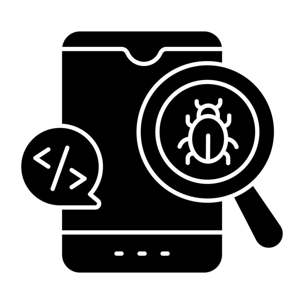 Virus under magnifying glass, debugging solid icon 59089955 Vector Art at Vecteezy