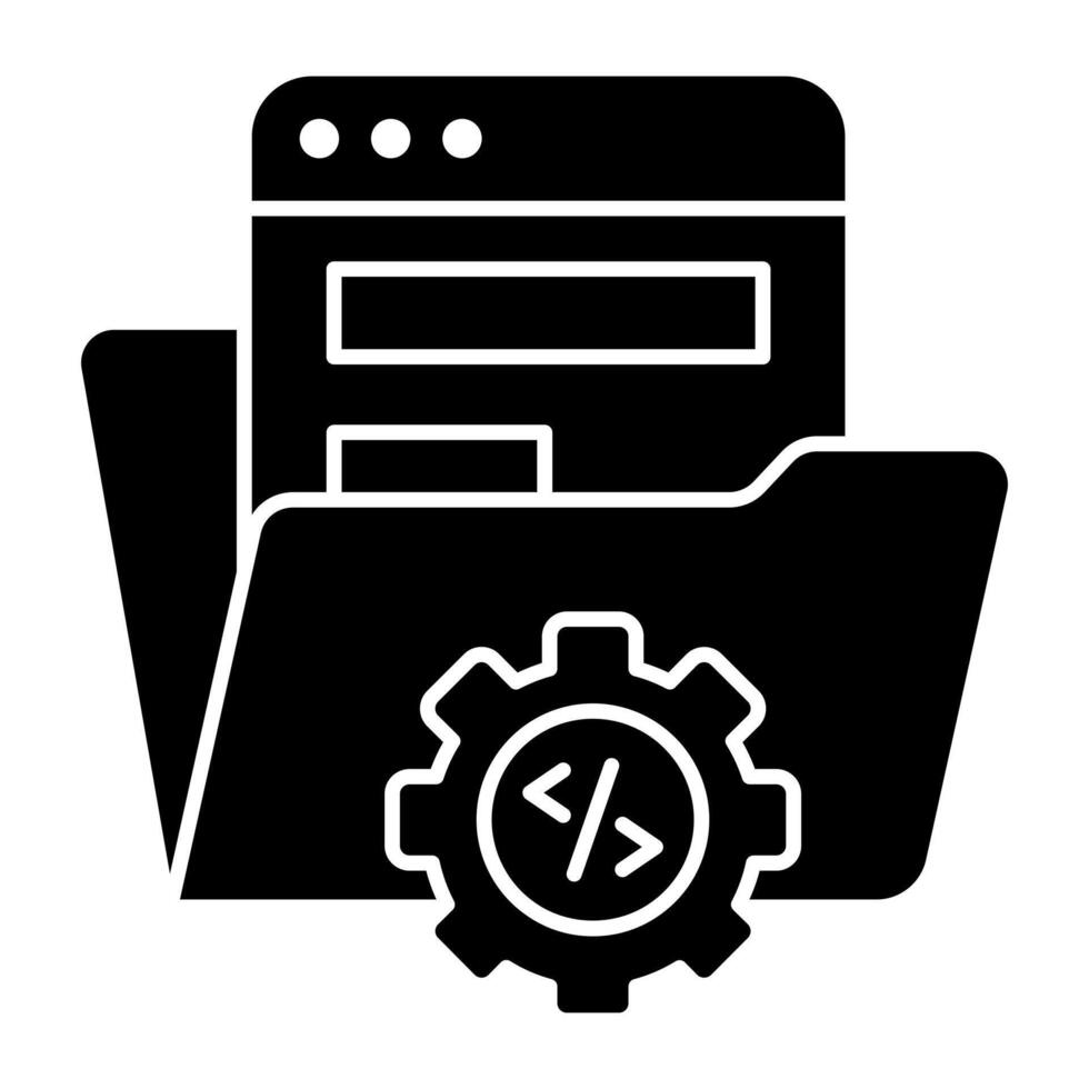 An icon solid of coding folder 59090022 Vector Art at Vecteezy