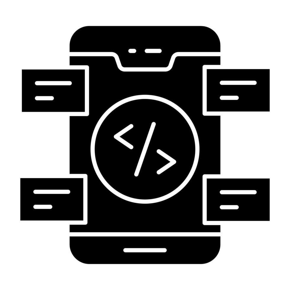 Trendy glyph vectors design of mobile coding 59090103 Vector Art at ...