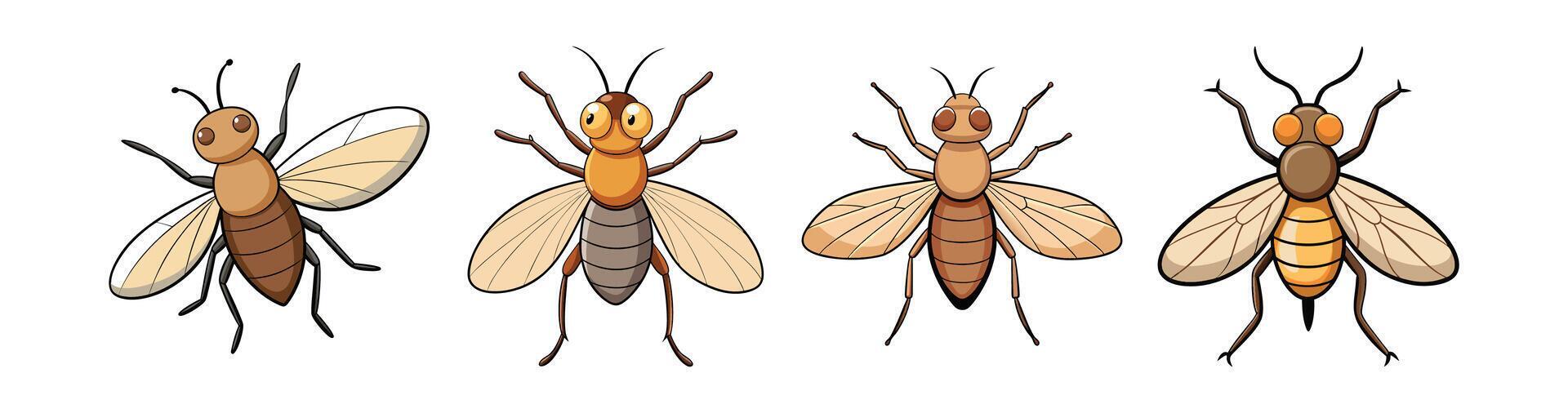 Collection of Realistic Hessian Fly Animal Colorful Illustration. Illustration of Insects Animal ...