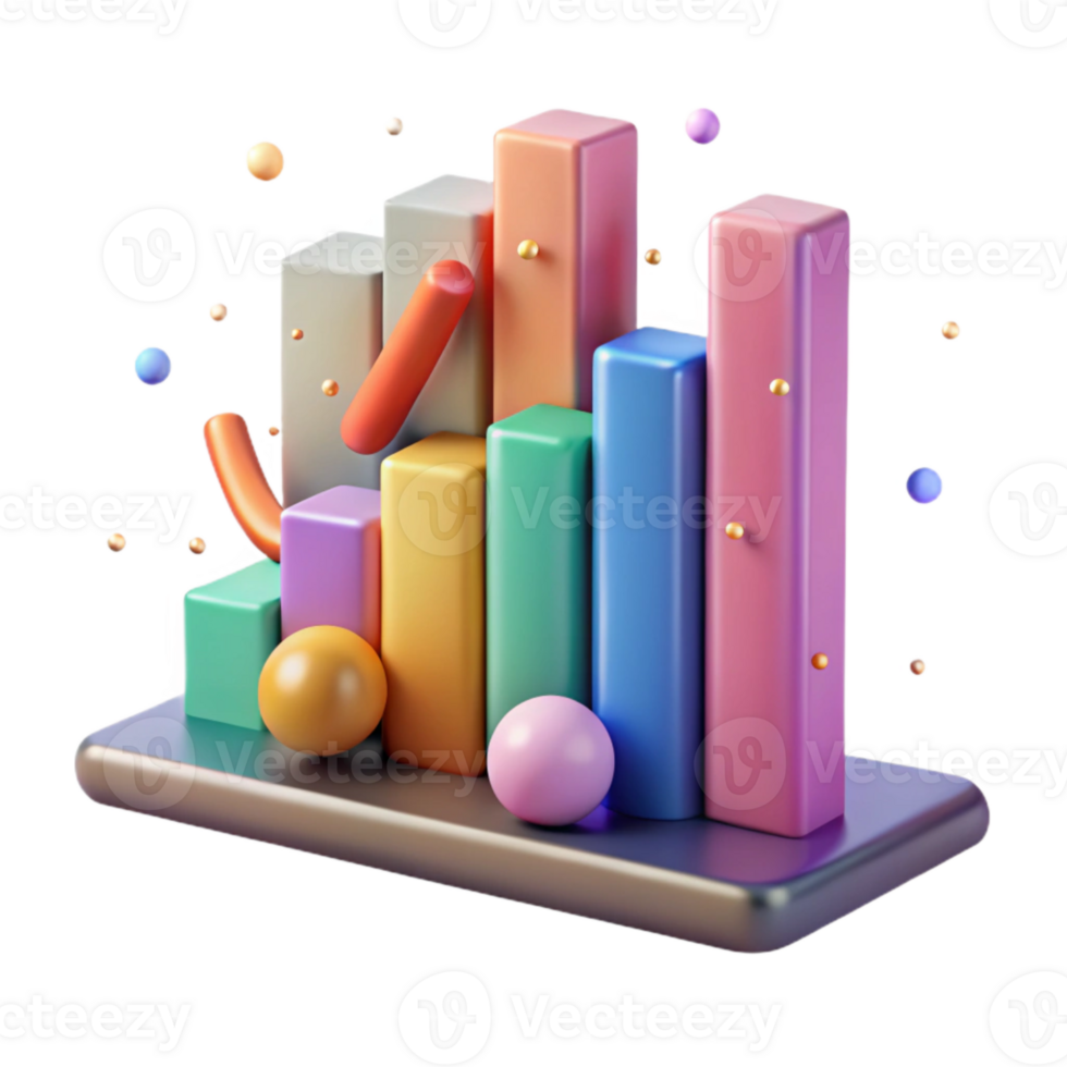 impressive classic Colorful Bar Graph with Gradient Isolated for ...