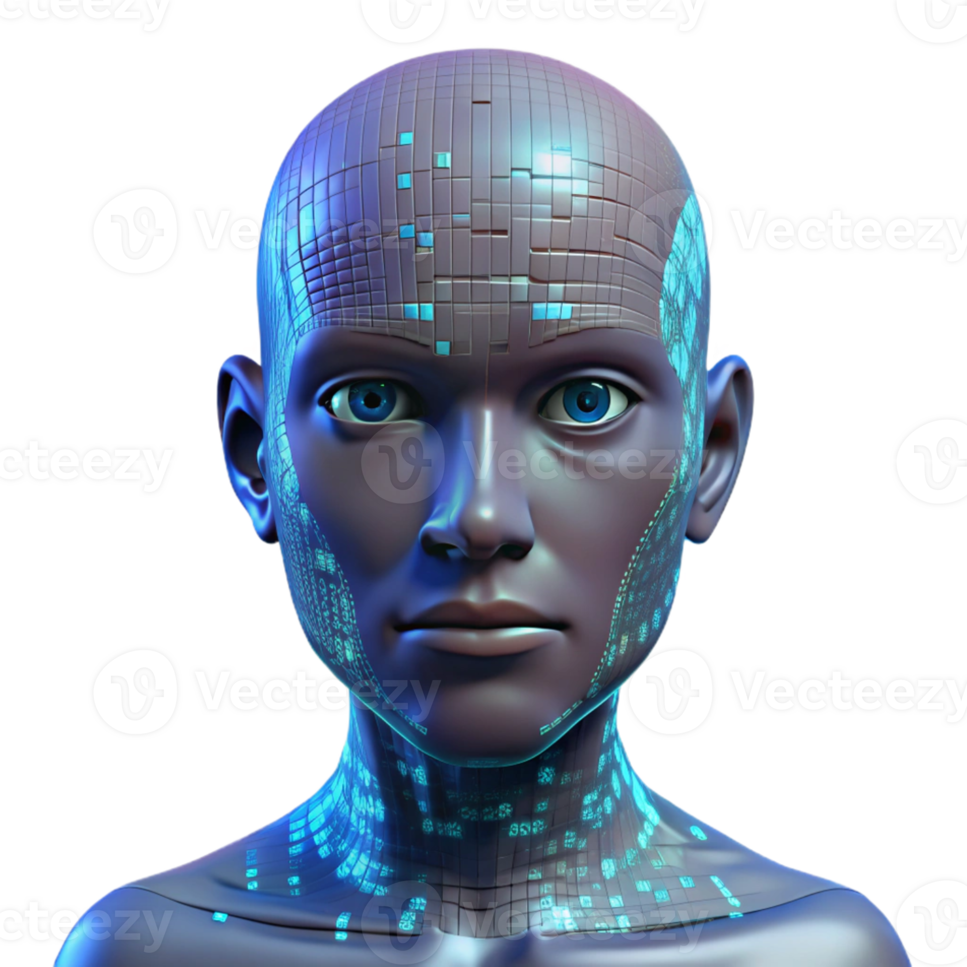 beautiful classic A digital representation of a human face, composed of binary code, glitching ...