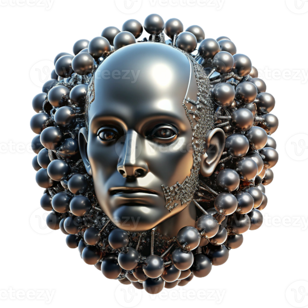 Vibrant Vintage A Swarm Of Nanobots Forming A Human Face Metallic