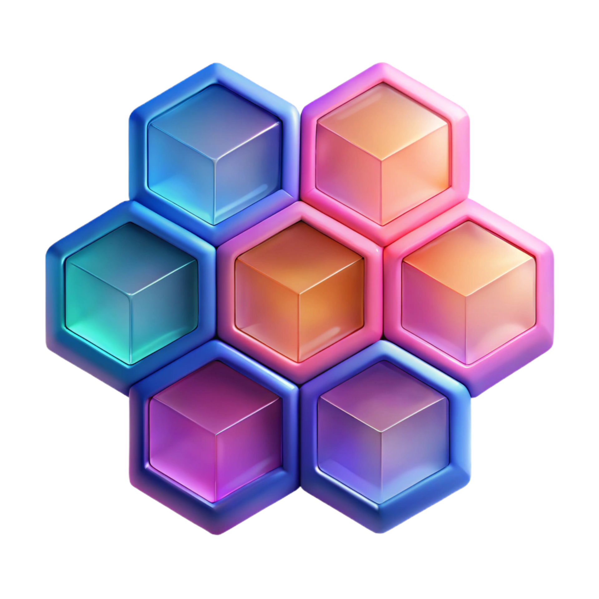 serene traditional A series of overlapping, transparent hexagons, with gradients of color ...