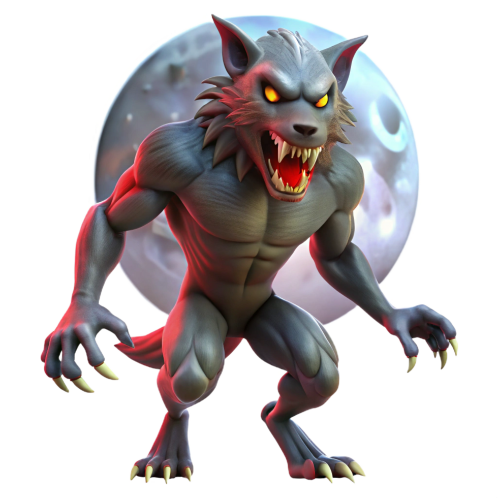 extraordinary vintage A fearsome werewolf with sharp claws and glowing red eyes, transforming ...