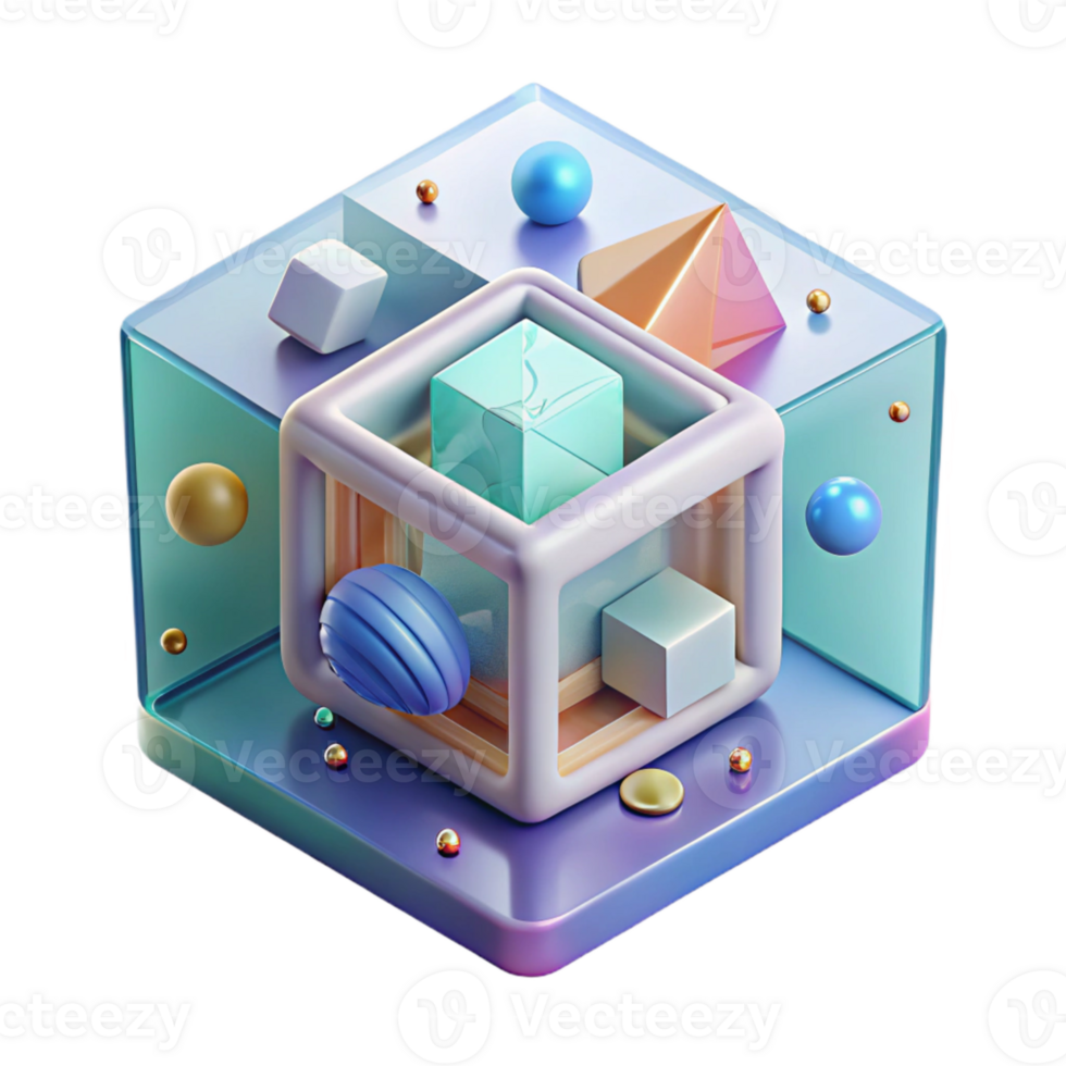 Beautiful Vintage Isometric Data Cube Visualization Cutout For Analytics Projects Professional