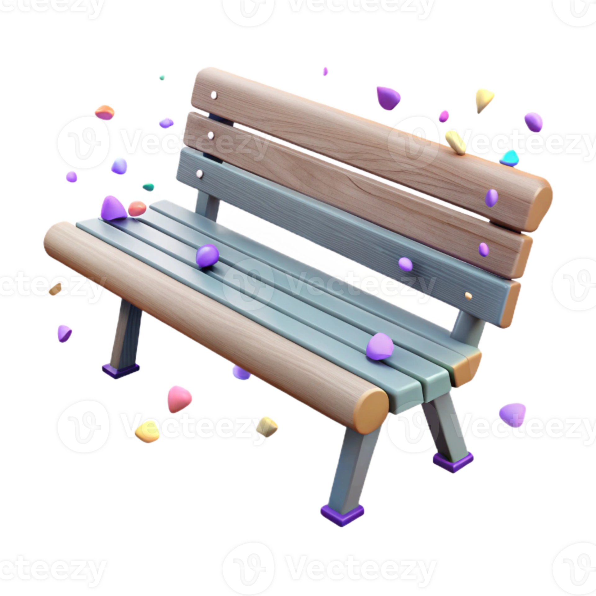 wonderful modern Park Bench Empty Perspective View Cutout for Urban Planning detailed 59146882 PNG