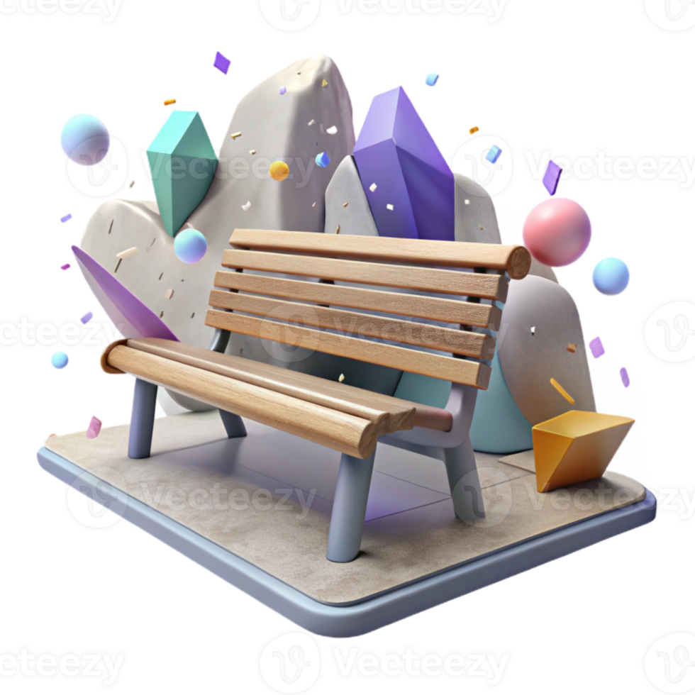 magnificent contemporary Park Bench Empty Perspective View Cutout for Urban Planning ...