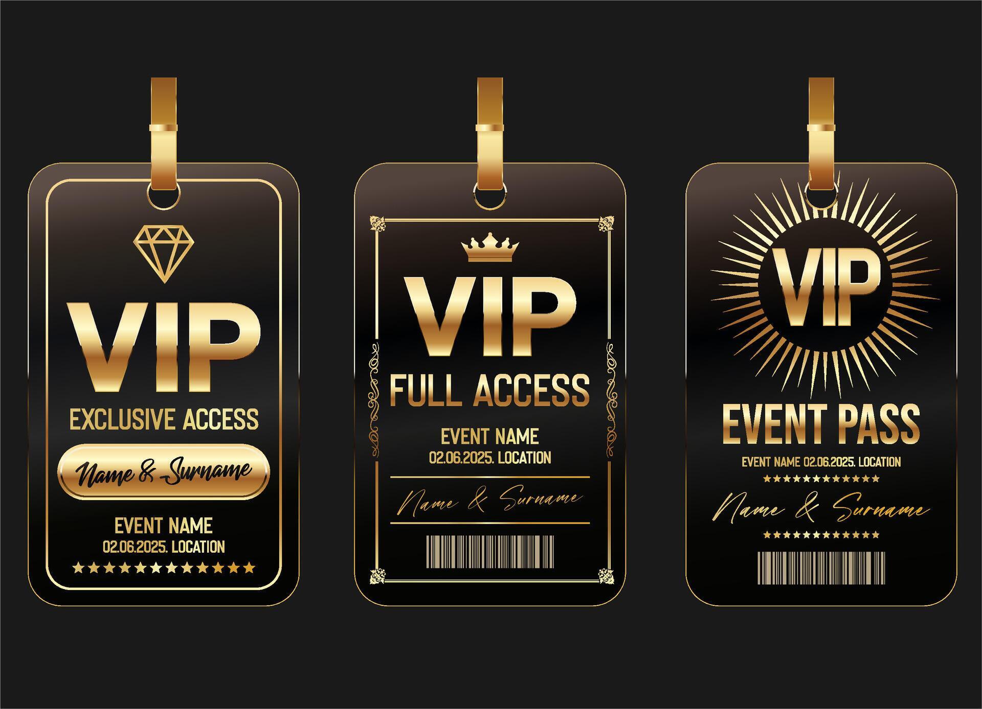 Concert, party or festival gold VIP event pass design template admit design template 59156142 ...