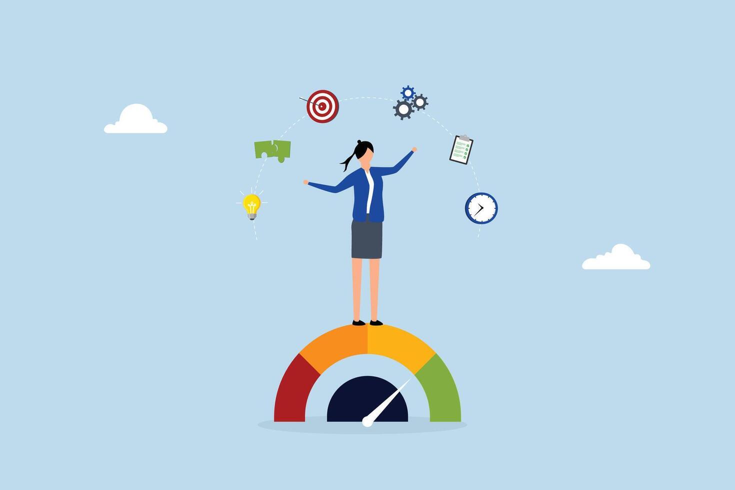 Productivity, intelligent entrepreneur manages multiple tasks efficiently. 59167069 Vector Art ...