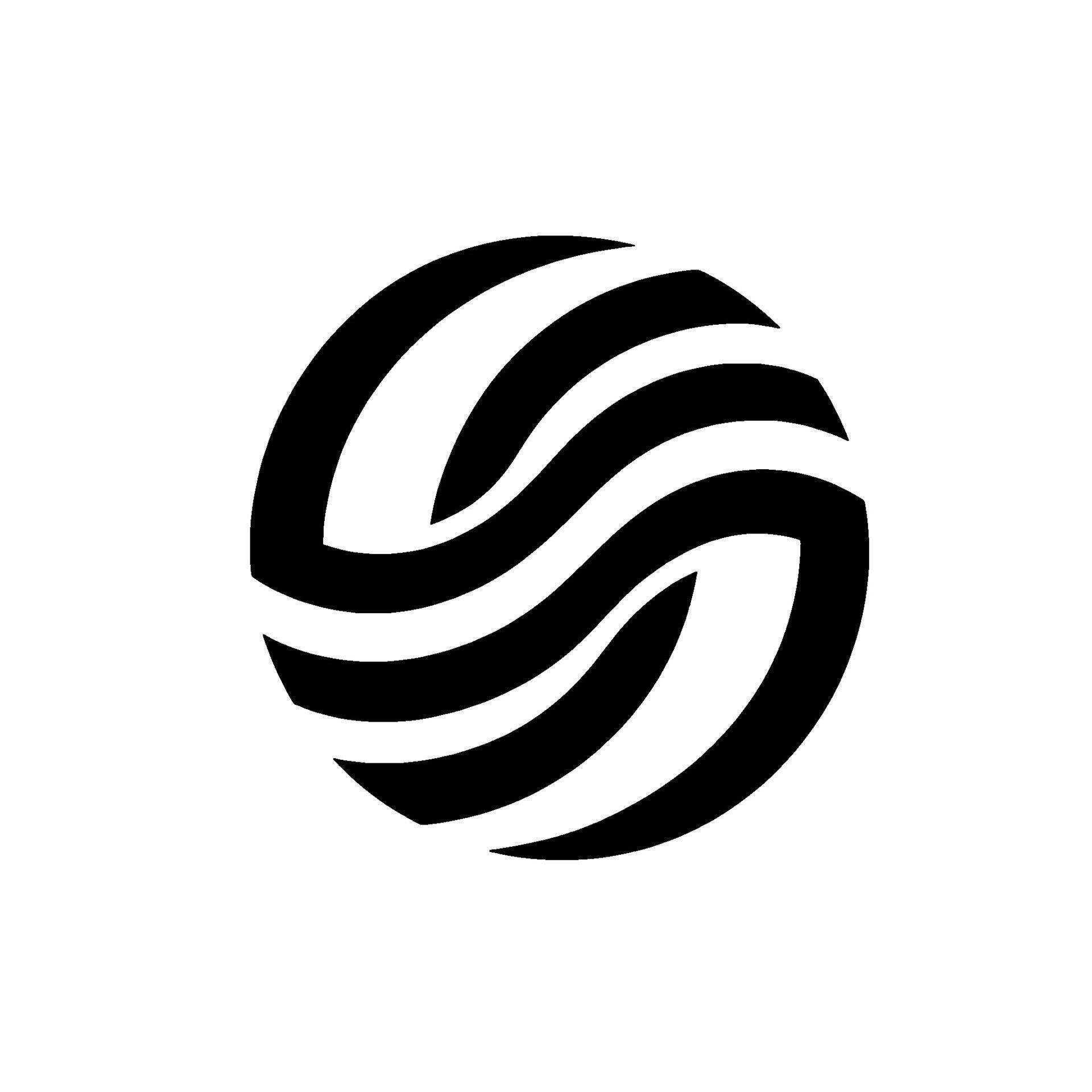 Abstract Black and White Orb Composition with Sinuous, Intertwined ...