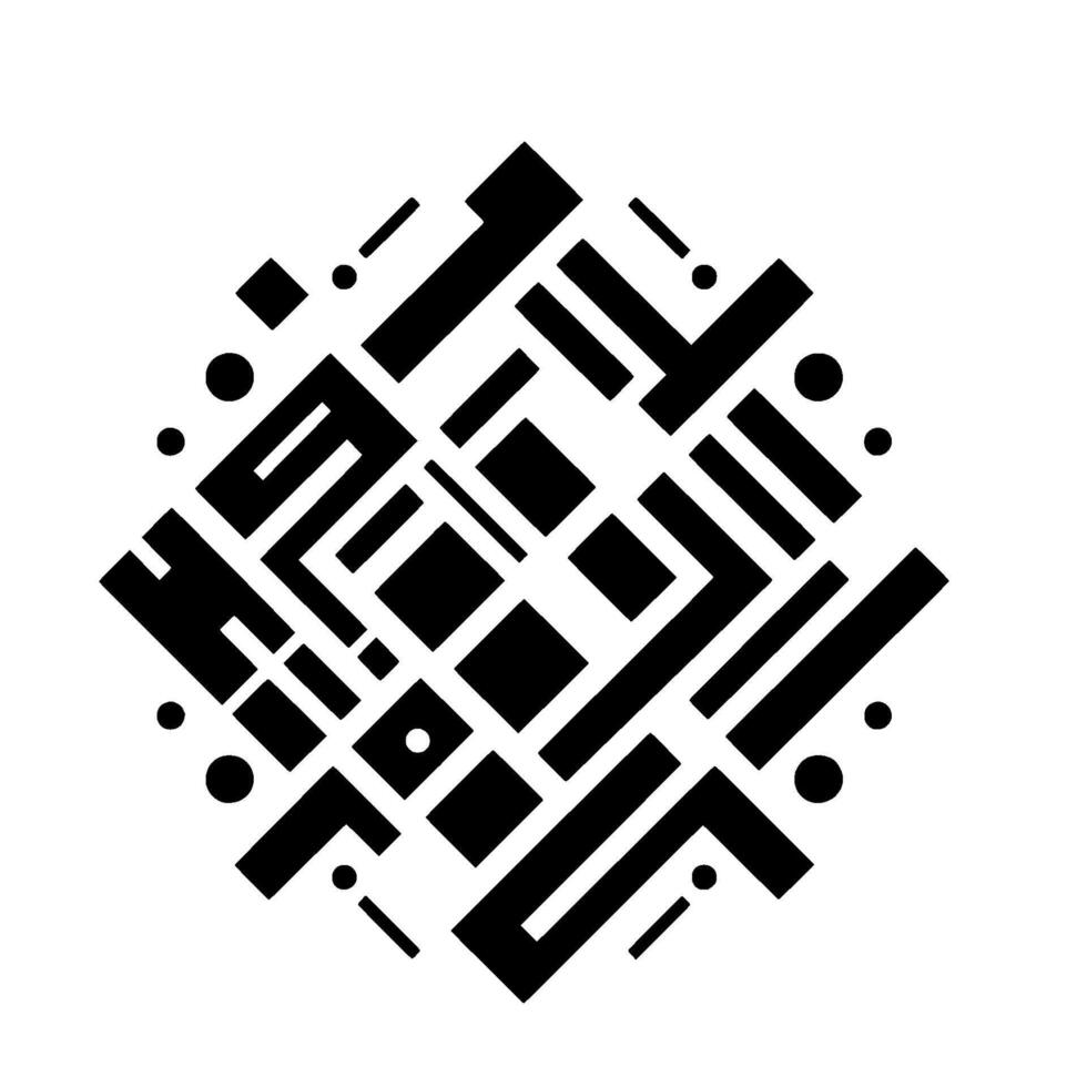 Geometric Black And White Abstract Composition Featuring Interlocking Rectangles Squares